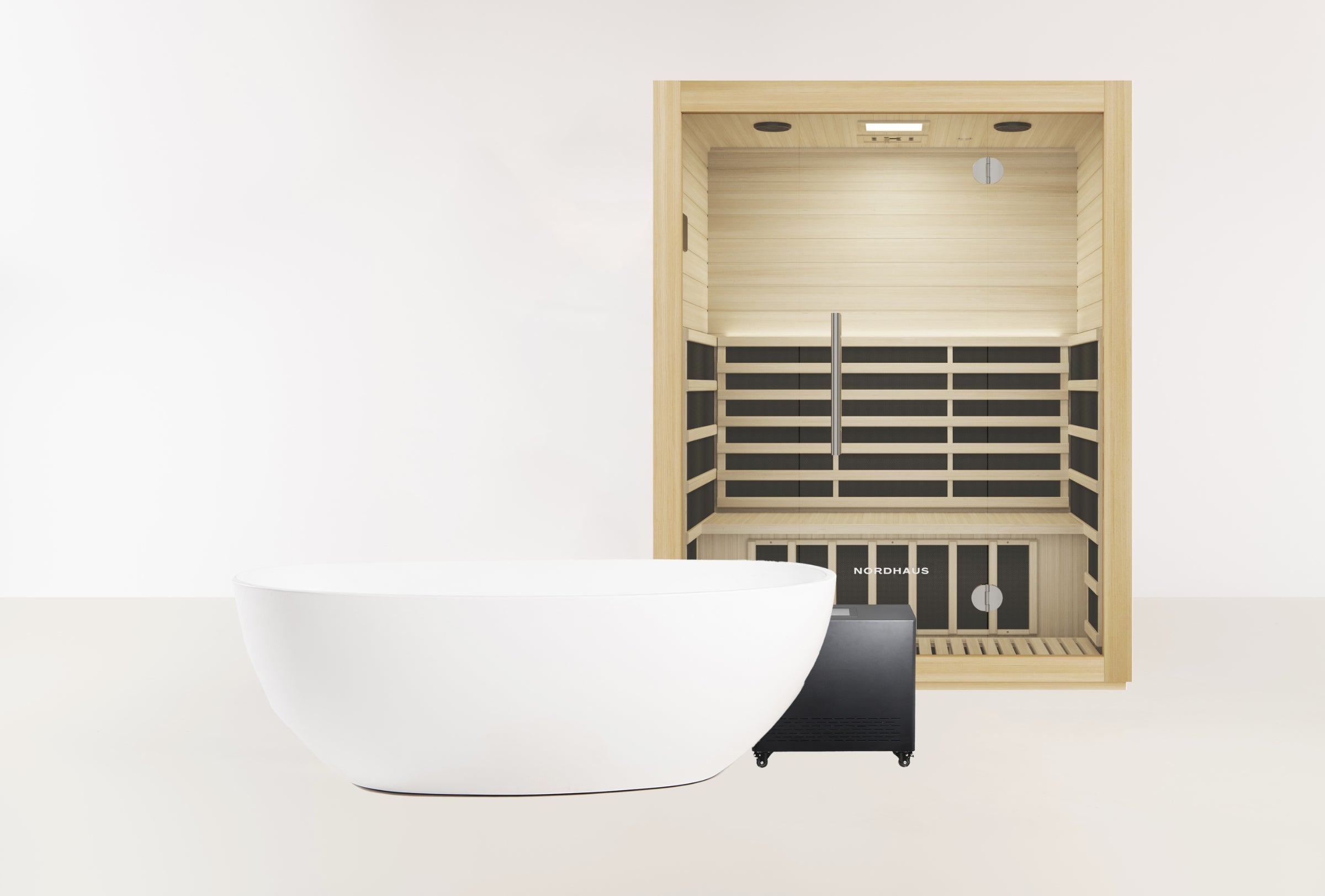 Ice Bath & Sauna Combo - 1HP Byron Plunge - Matte White & 3 Person Inf ...